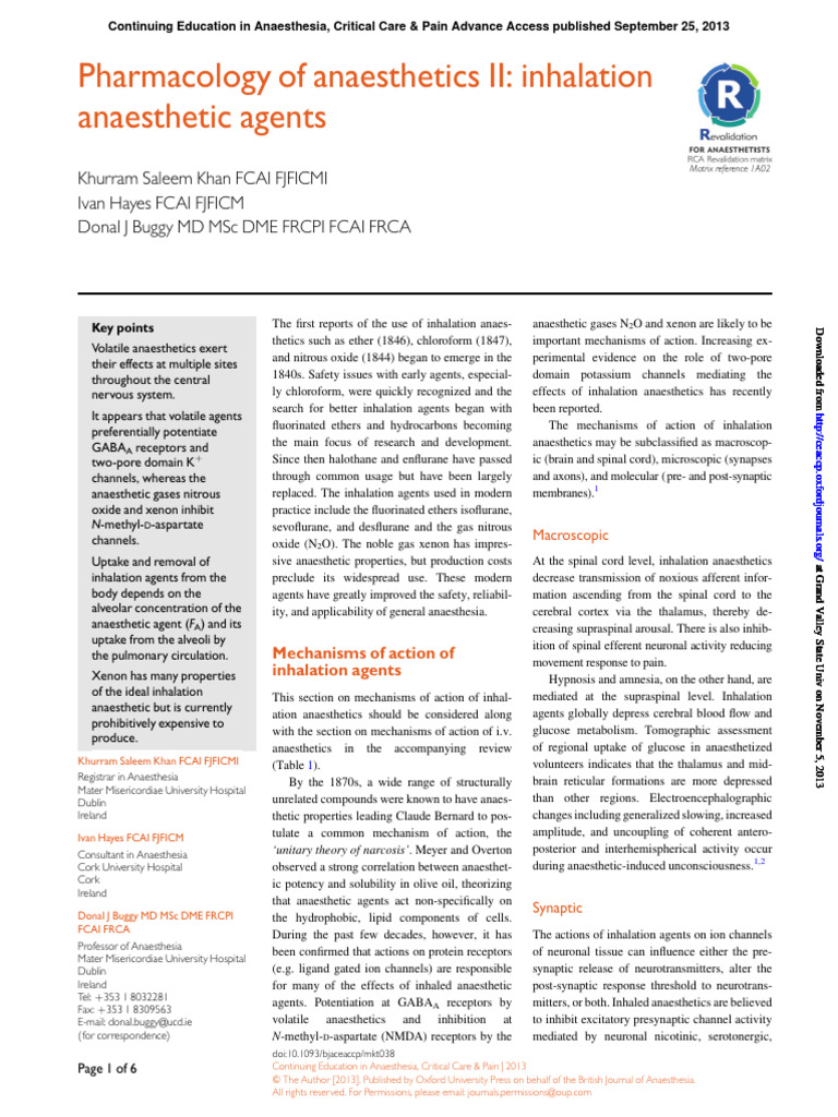 Inhalation Agents | PDF