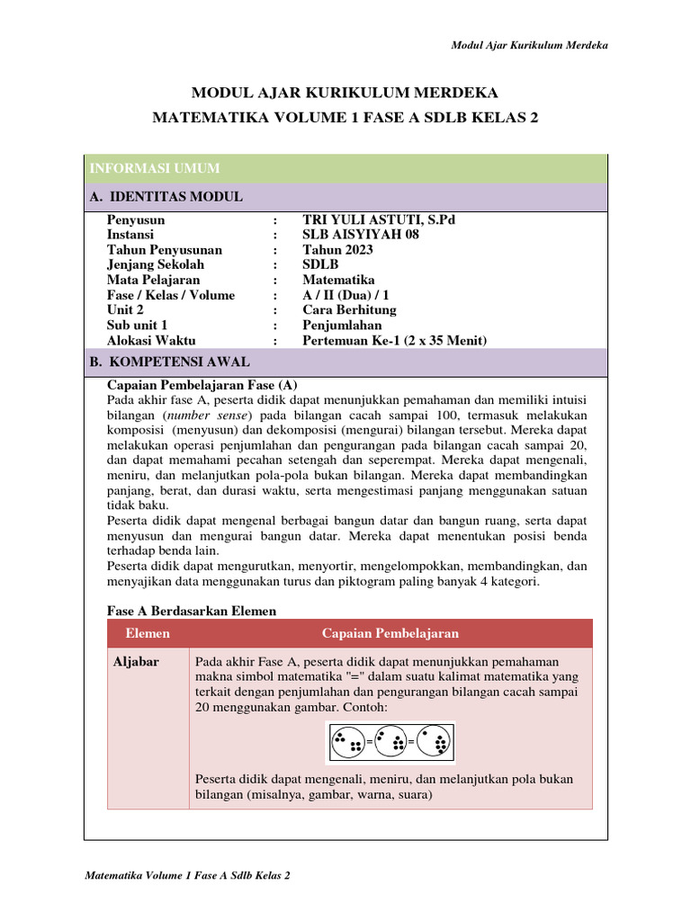 Modul Ajar Math Kls 2 SDLB | PDF