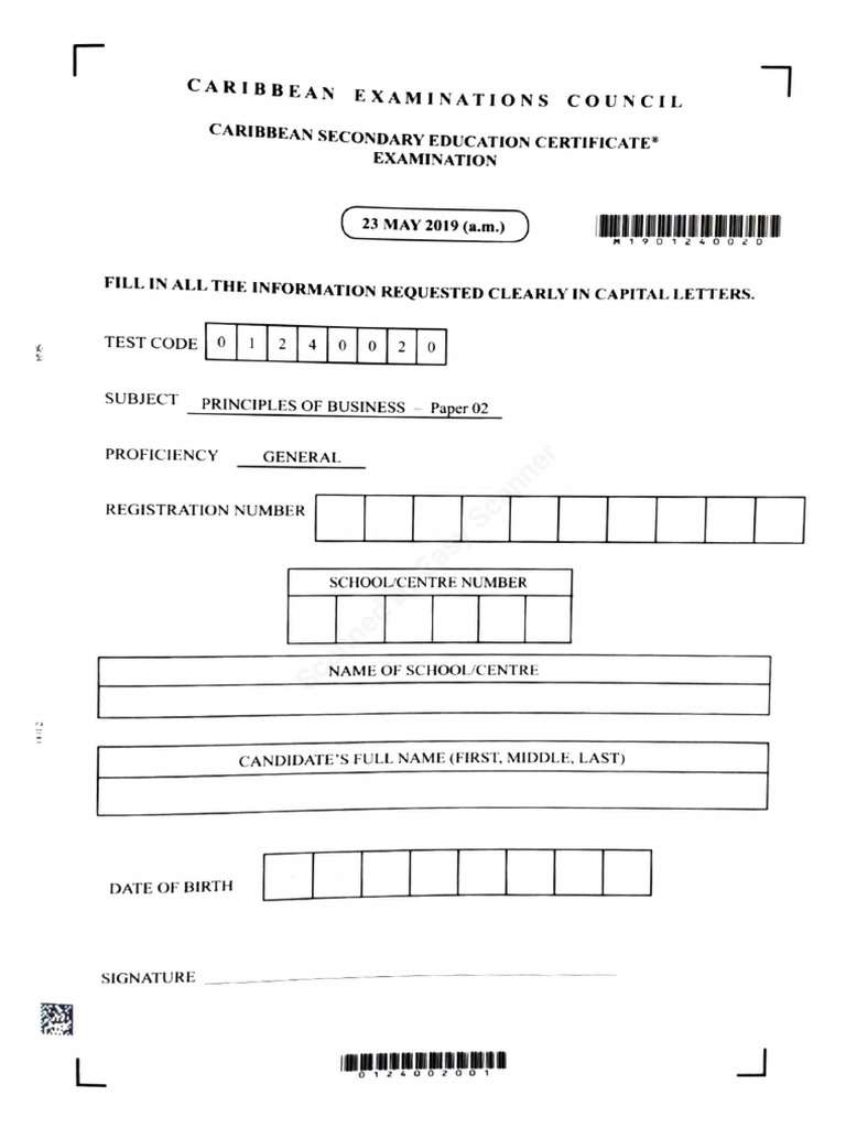 CSEC POB Paper 2 2019 | PDF