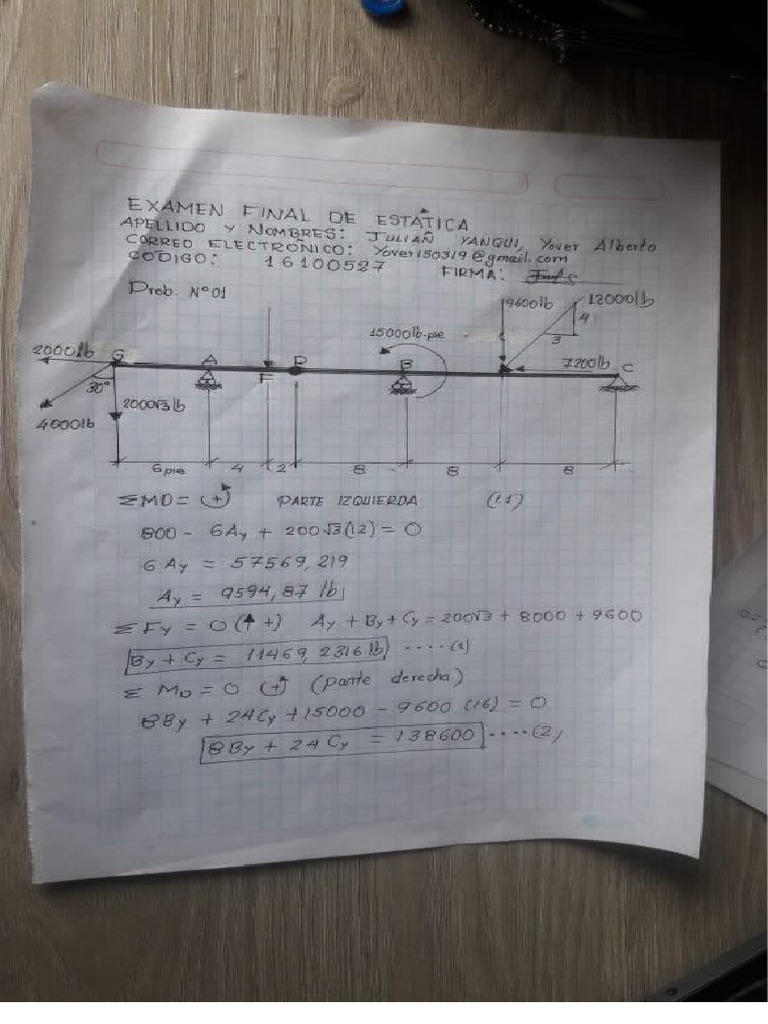 Examen Final Estatica Solucionario | PDF