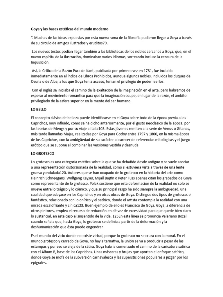 Lo Bello, Lo Grotesco, Lo Sublime | PDF | Francisco Goya | Belleza