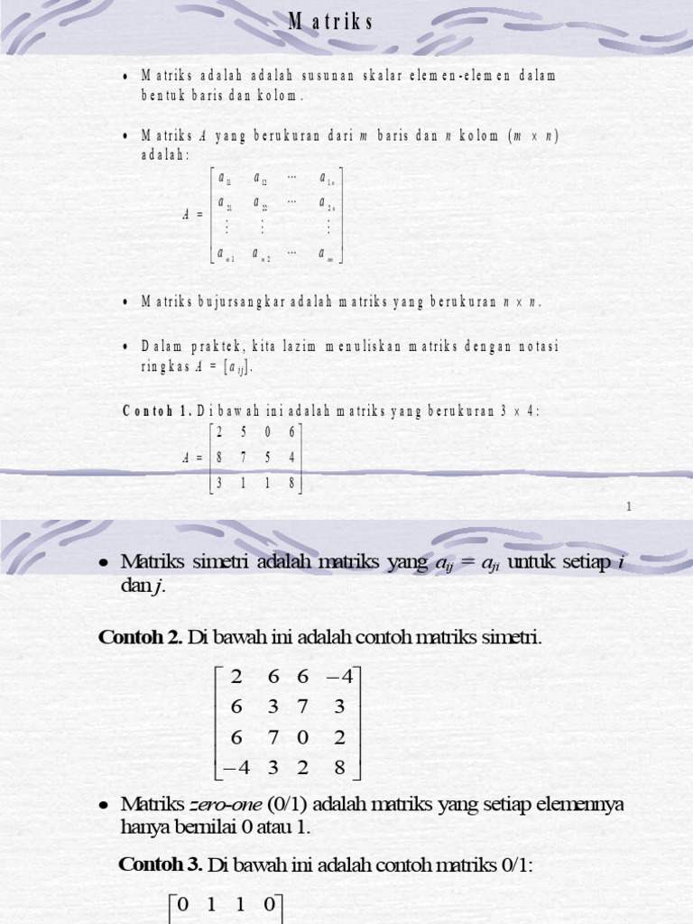 Matriks Simetri dan Contoh 3x4 | PDF