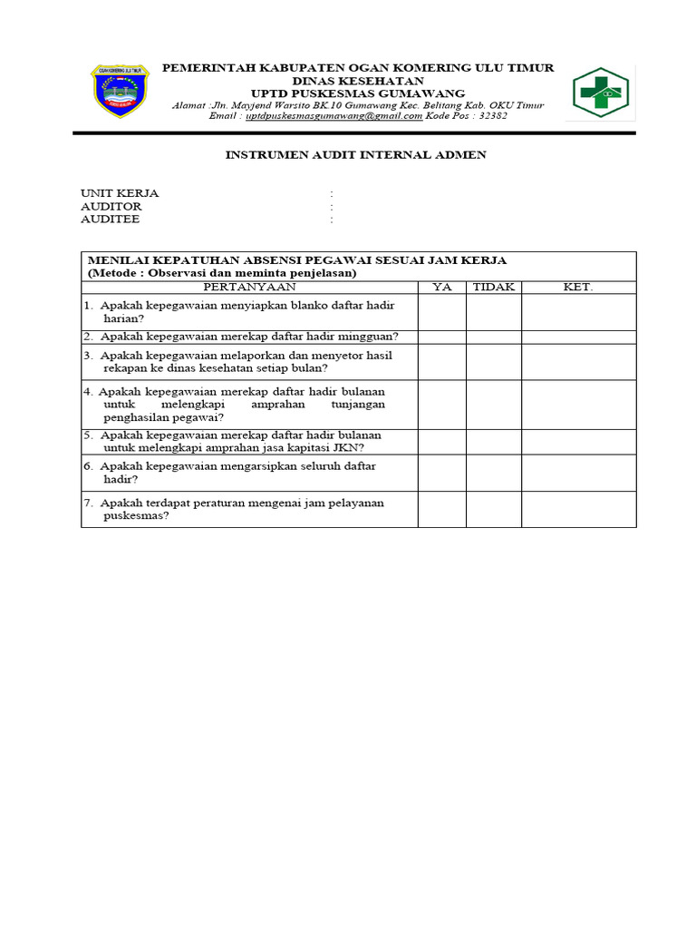 Instrumen Audit Admen Absensi | PDF | Bisnis