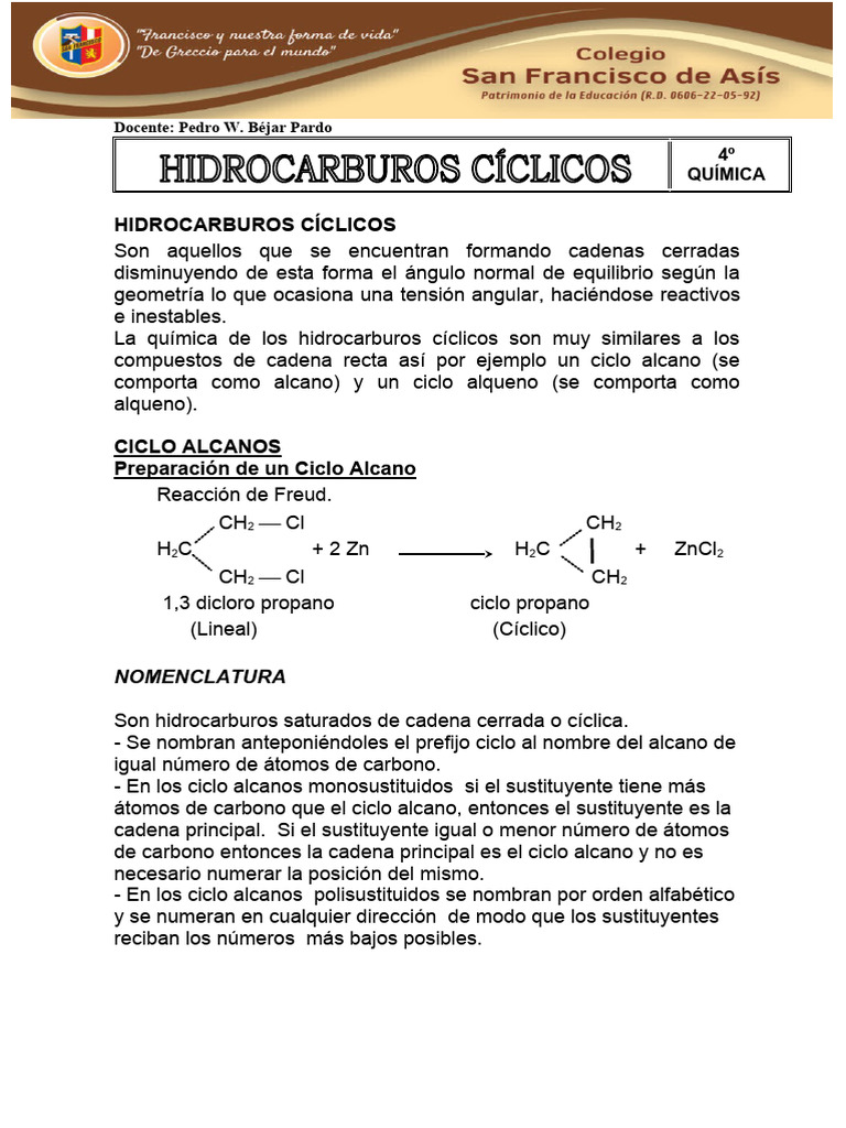 4° C T Quimica H Ciclicos Pdf Alcano Hidrocarburos