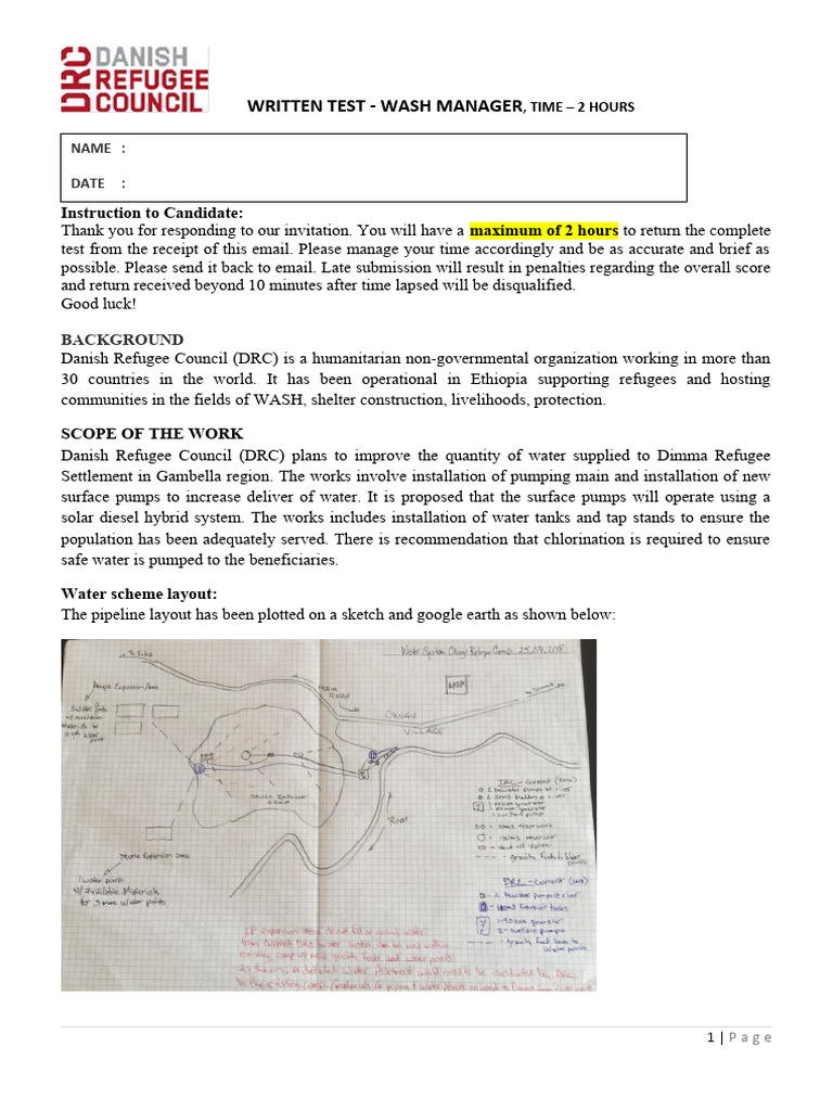 Written Test - WASH Manager-Expat - 26!10!2018 (00000002) | PDF | Wash ...