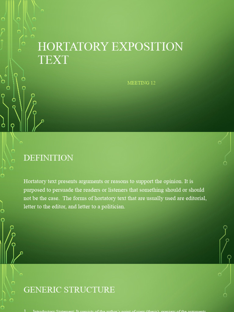 Meeting 12 Hortatory Exposition Text | PDF