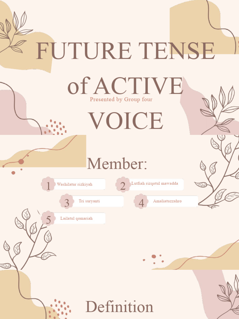 Future Tense of Active Voice | PDF | Seni & Disiplin Bahasa