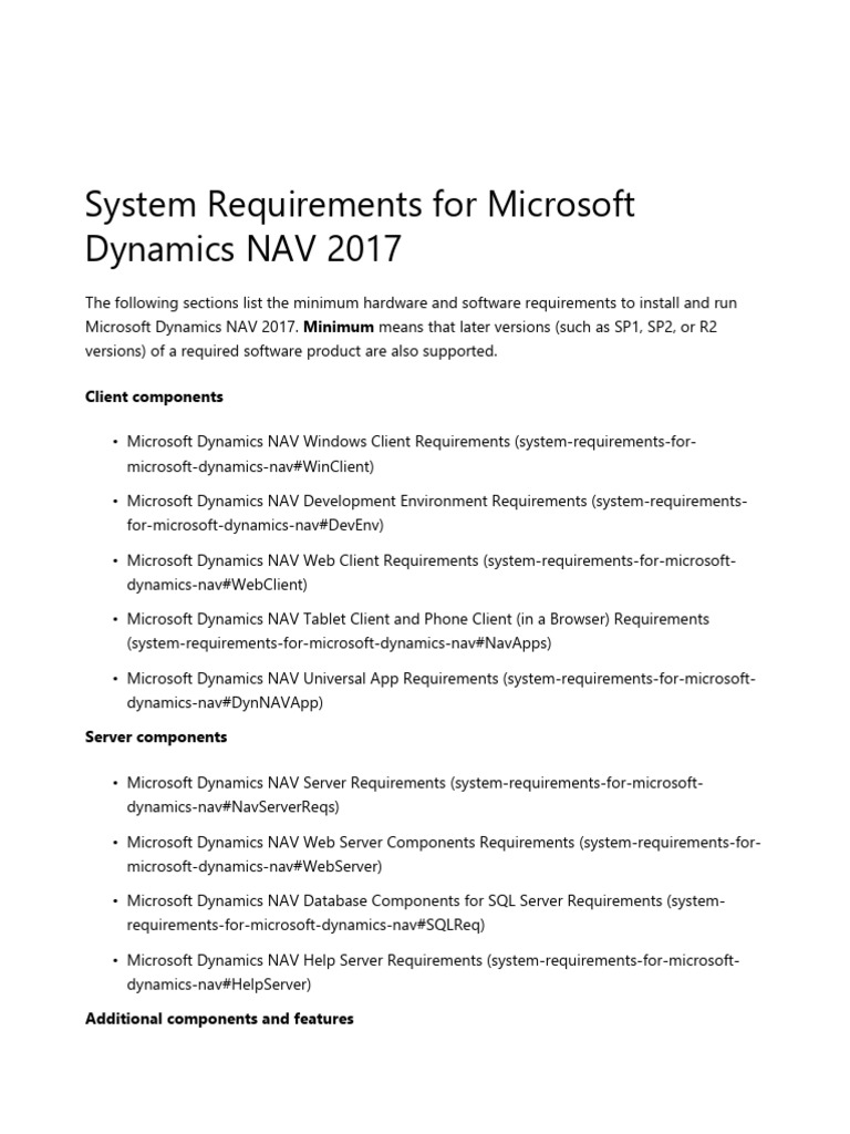 Dynamics NAV 2017 System Requirement | PDF | Microsoft Outlook ...