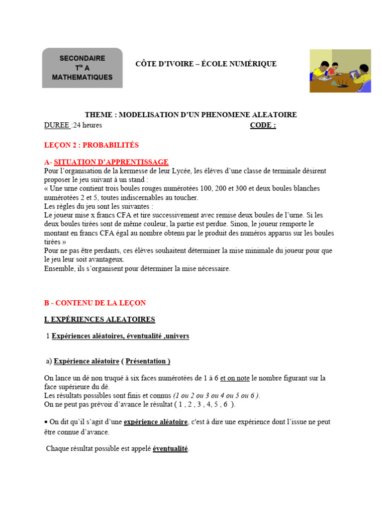 TA Maths leçon 02 Probabilité | PDF