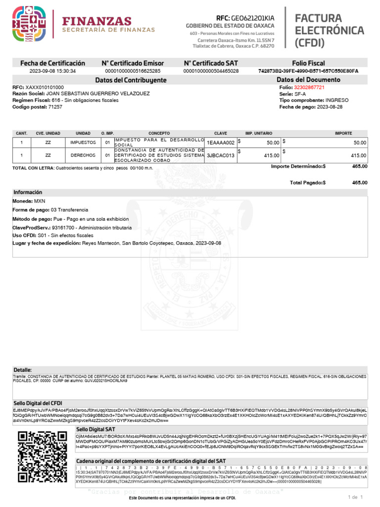 Factura Electrónica (CFDI) : RFC: GEO621201KIA | PDF | Servicios ...