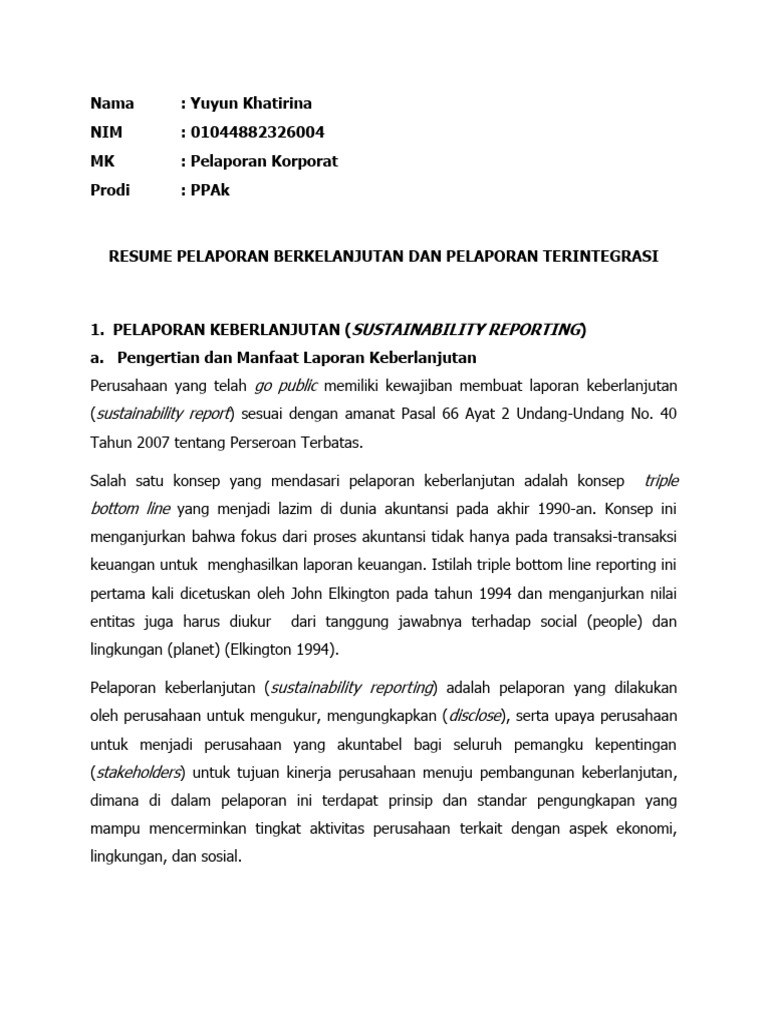 Yuyun Khatirina (01044882326004) - PPAk - Pelaporan Korporat - Resume Pelaporan Keberlanjutan ...