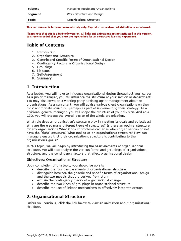 Organisational Structure | PDF