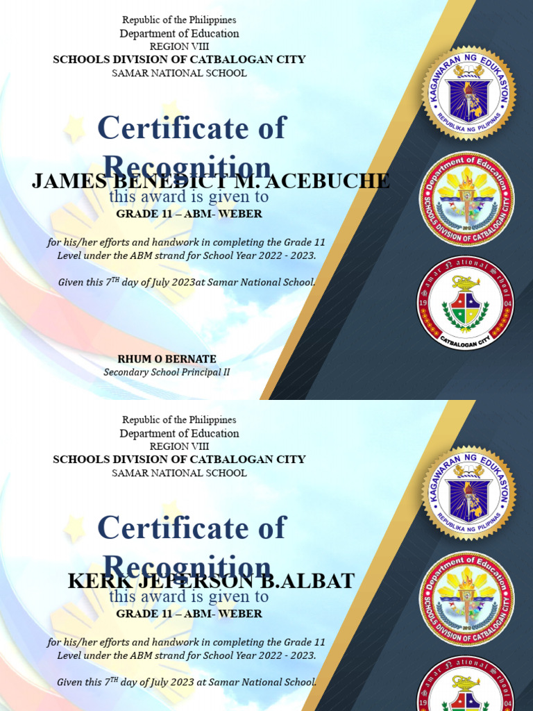 Certificate Template2021 SHS | PDF