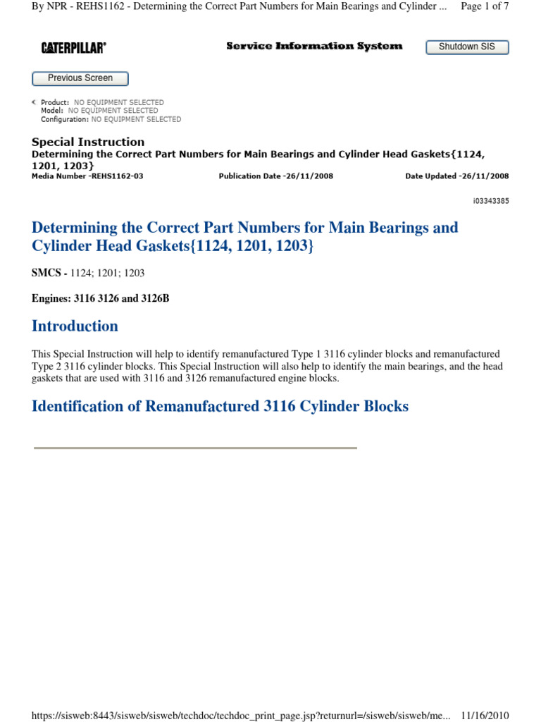 Main Bearings & Gaskets Part Numbers Guide | PDF | Bearing (Mechanical ...