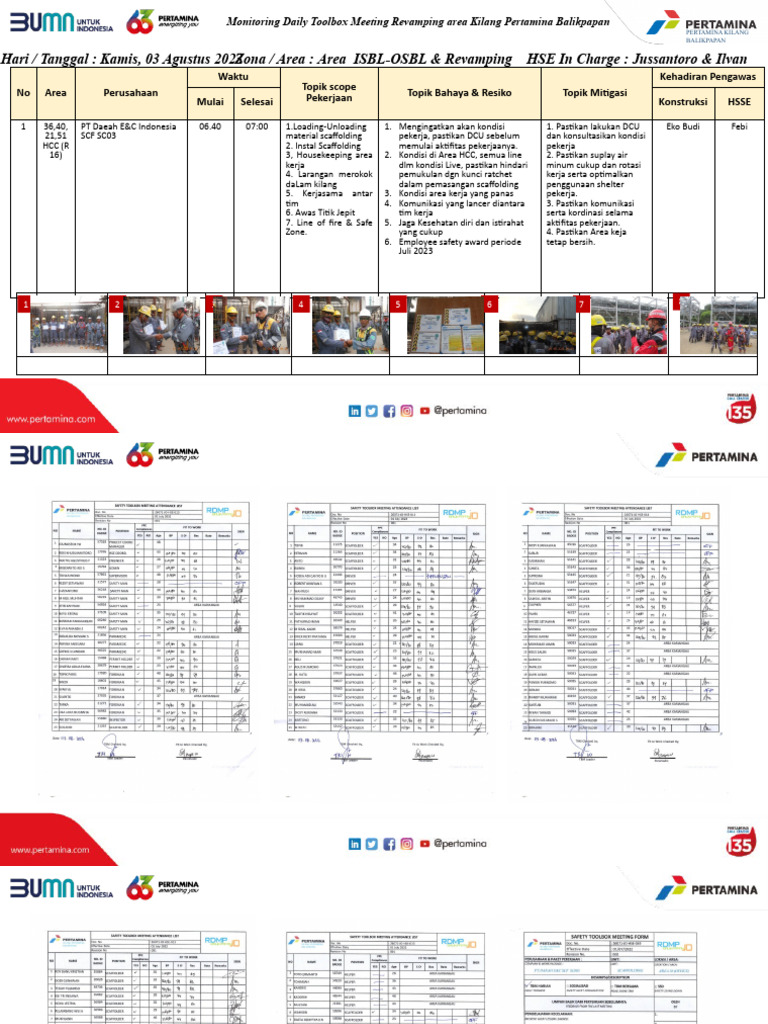 Daeah SCF Form Monitoring TBM KPB Revamping | PDF