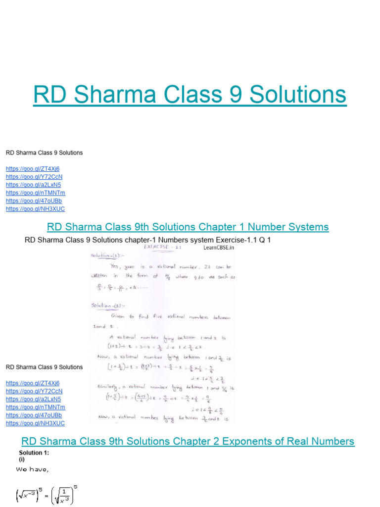RD Sharma Class 9 Solutions | PDF | Probability Distribution | Area