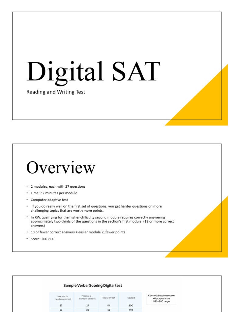 Digital SAT Reading & Writing Overview | PDF