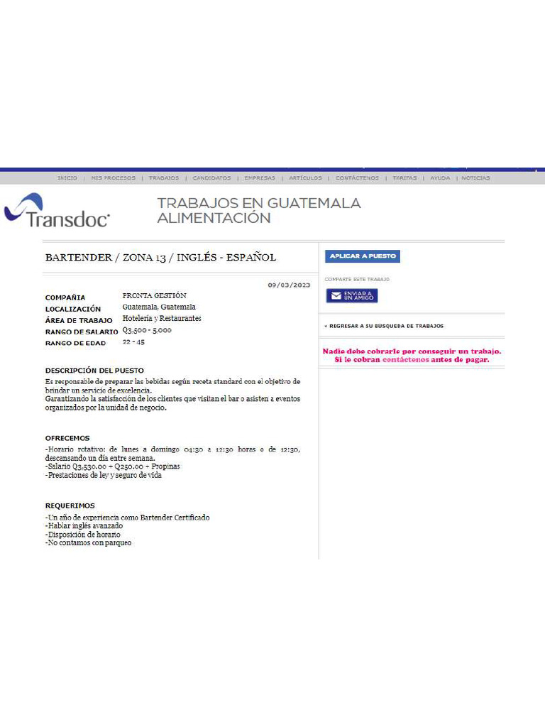 Oferta Transdoc Tartaritas | PDF