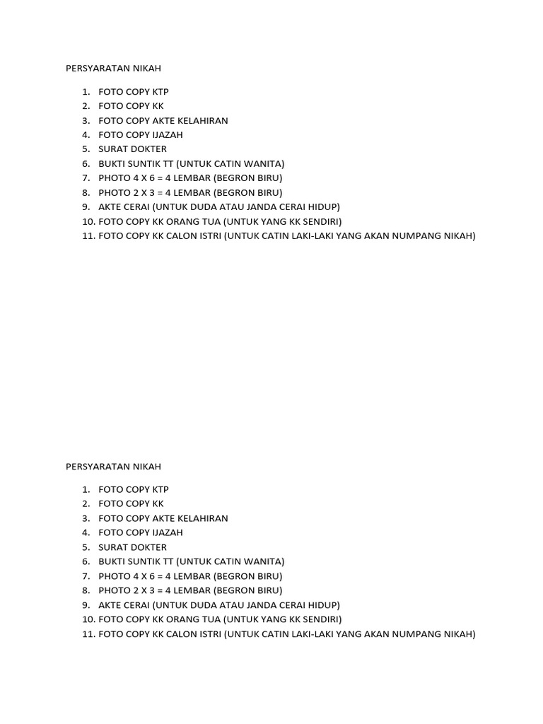 Persyaratan Nikah Pdf