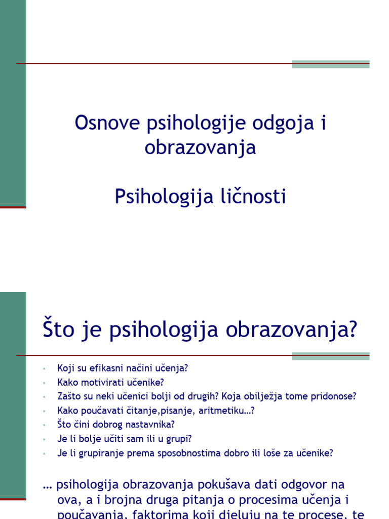 Psihologija Obrazovanja | PDF