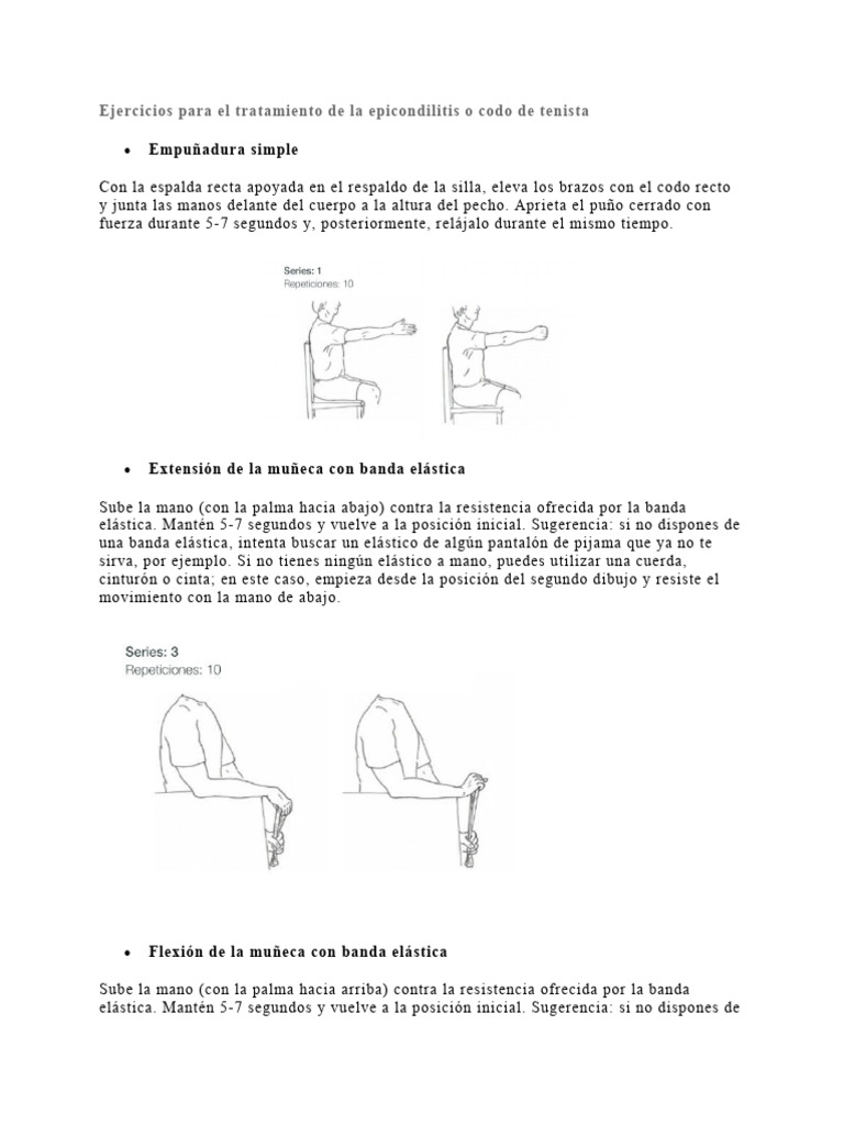 Ejercicios para El Tratamiento de La Epicondilitis o Codo de Tenista | PDF | Mano | Codo