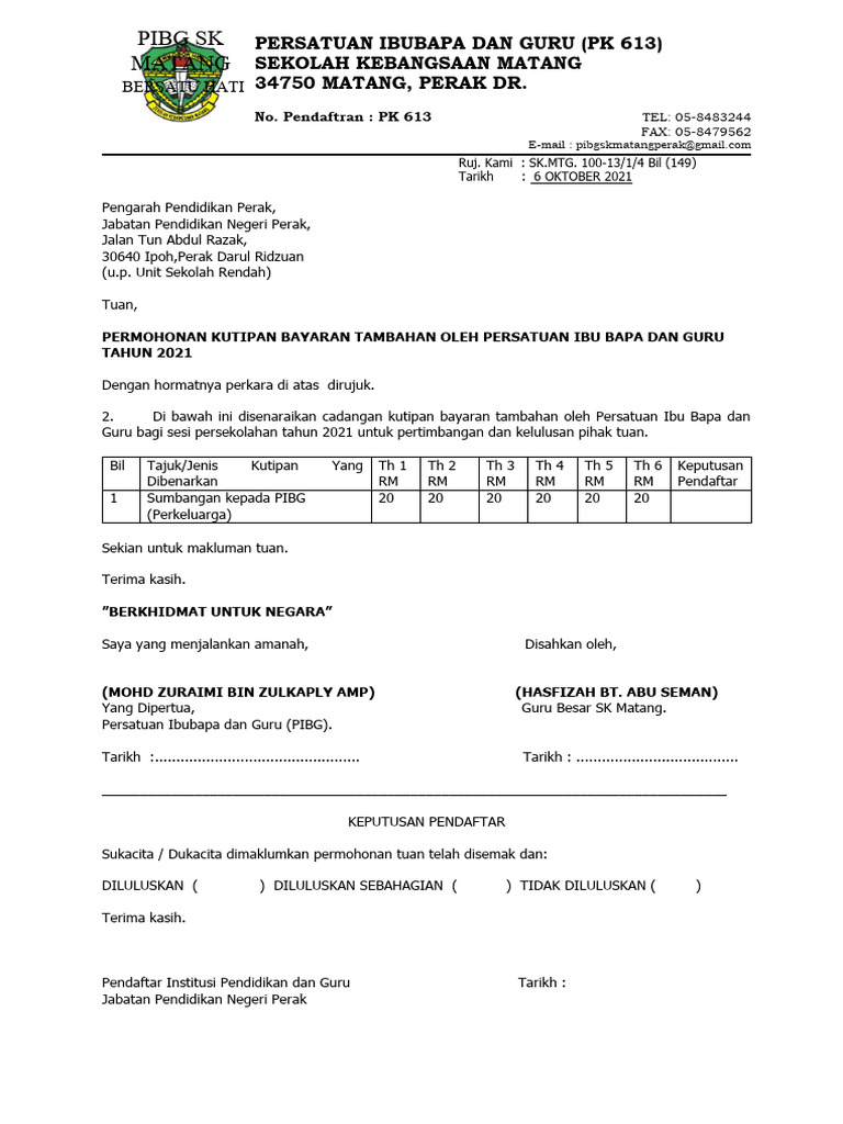 Surat Permohonan Kutipan Bayaran Tambahan JPN 2021 | PDF Surat Permohonan Kutipan Bayaran Tambahan JPN 2021 | PDF