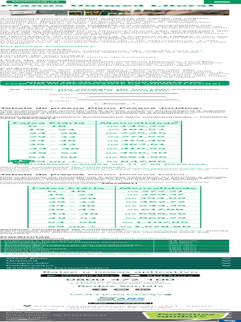 Planos - Unimed Litoral | PDF