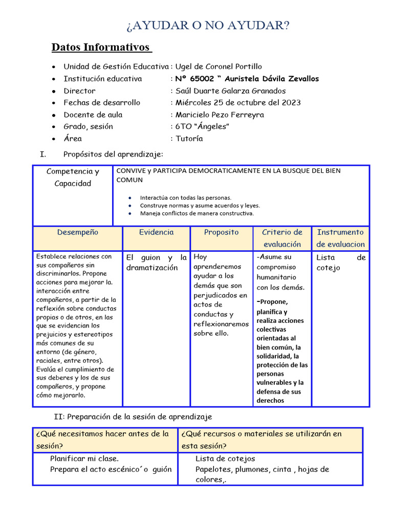 Tutoria - Ayudar o No Ayudar | PDF | Crecimiento personal y profesional | Ciencia y matemáticas
