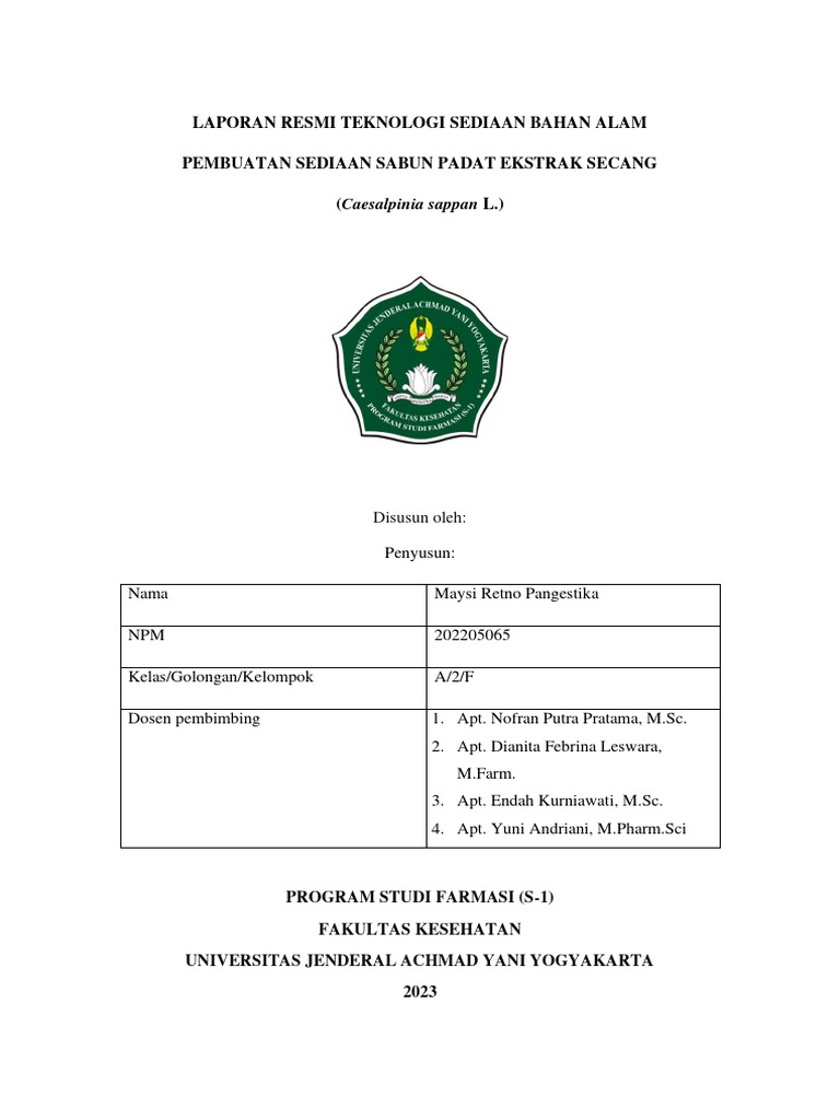 Maysi Retno P - Laporan Resmi Tsba | PDF | Kesehatan Holistik