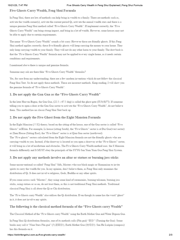 Five Ghosts Wealth Feng Shui Guide | PDF | Feng Shui