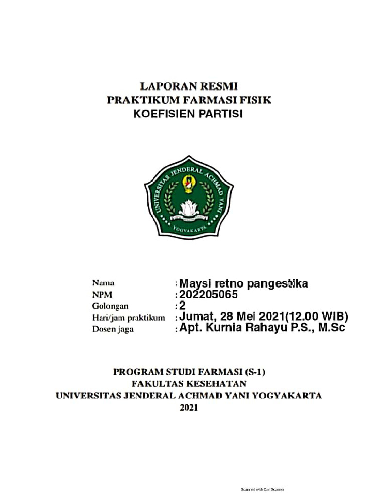 Maysi Retno Pangestika - 2 - A - Apt - Kurnia - Laporan Resmi Farmasi Fisik P2-Compressed | PDF