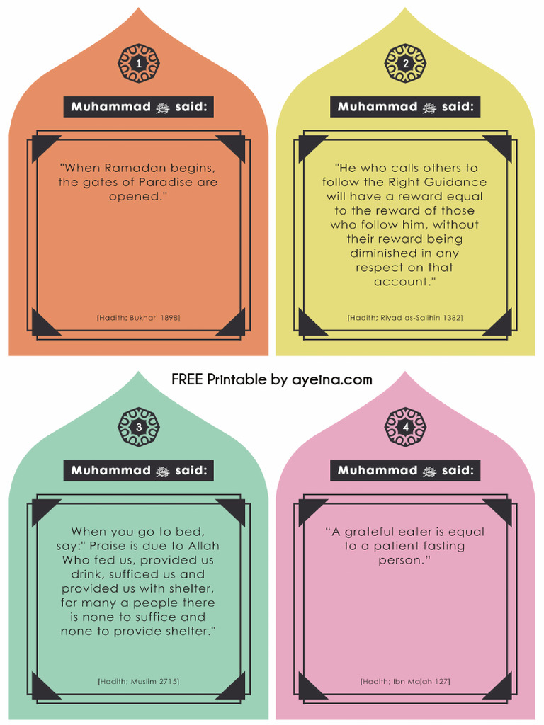 A Hadith A Day Free Printable by AYEINA | PDF