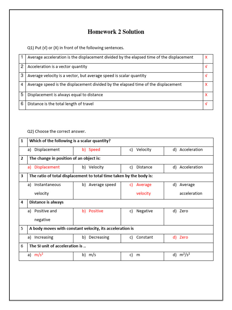 H.W-2-Chapter2 With Solution | PDF | Velocity | Acceleration