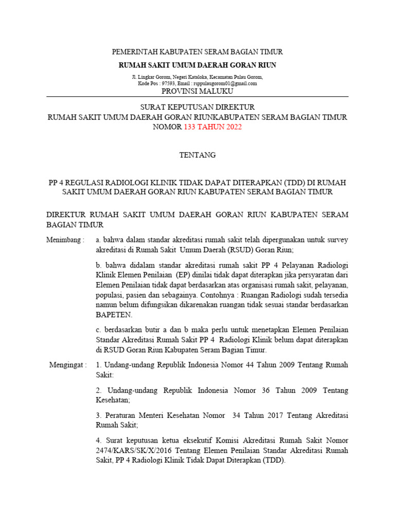 SK TDD PP 4 Radiologi Klinik - 112233 | PDF