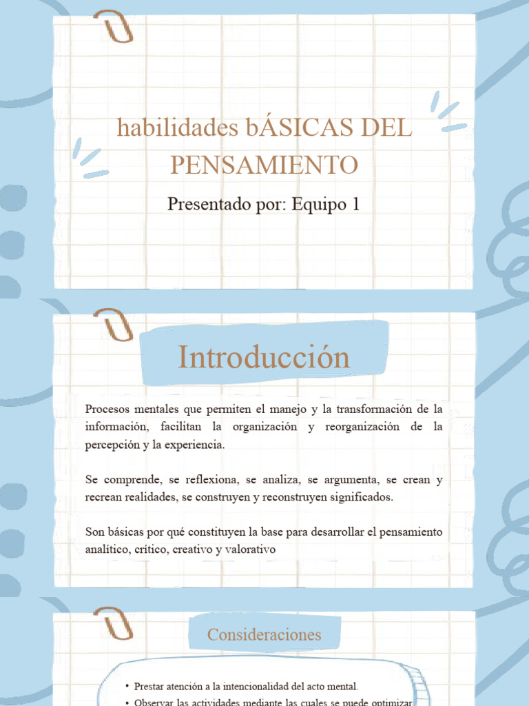 Habilidades Básicas Del Pensamiento | PDF | Pensamiento | Mente