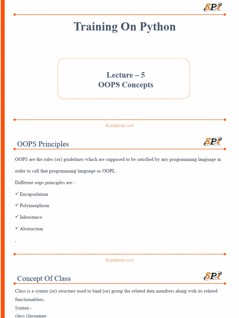 Lecture - 5 (Python) E-Notes | PDF | Class (Computer Programming ...