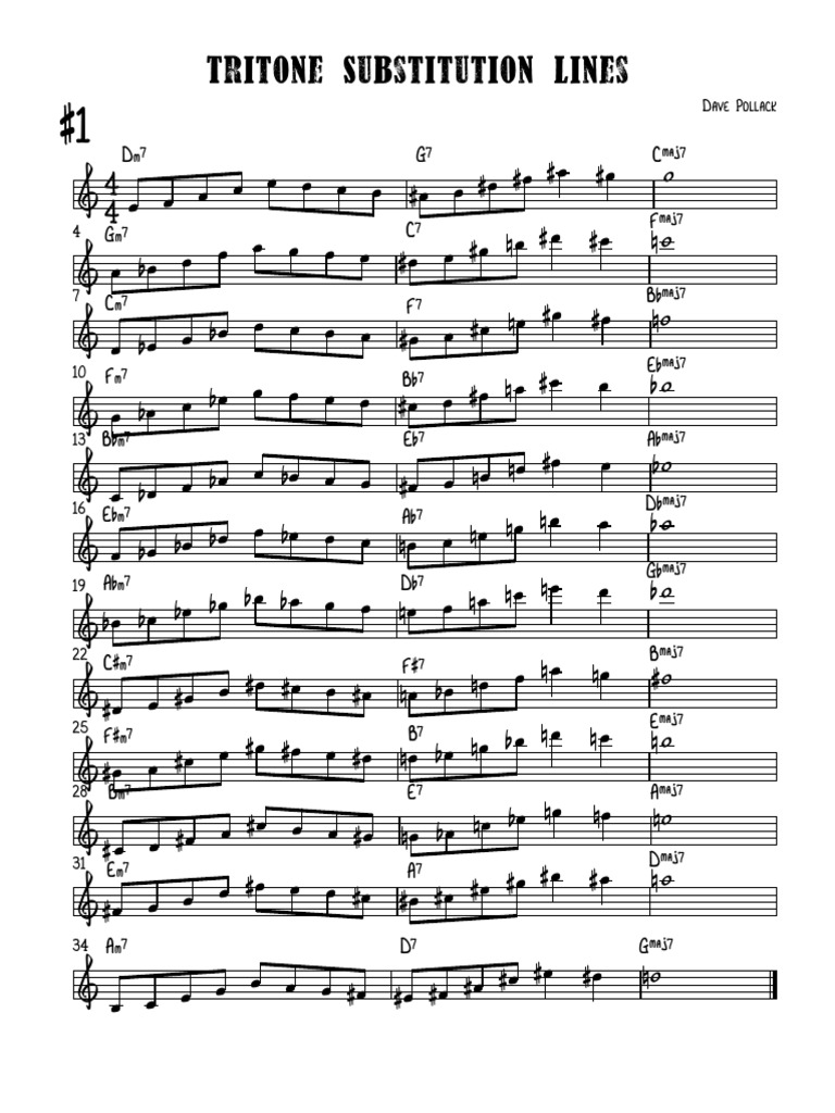 Tritone Substitution Lines - Treble Clef | PDF