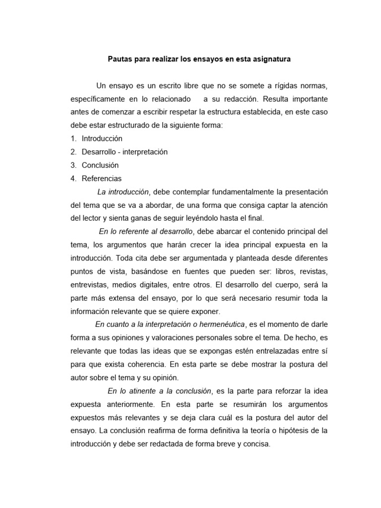 Pautas para Realizar Los Ensayos. Principiantes | PDF | Ensayos ...