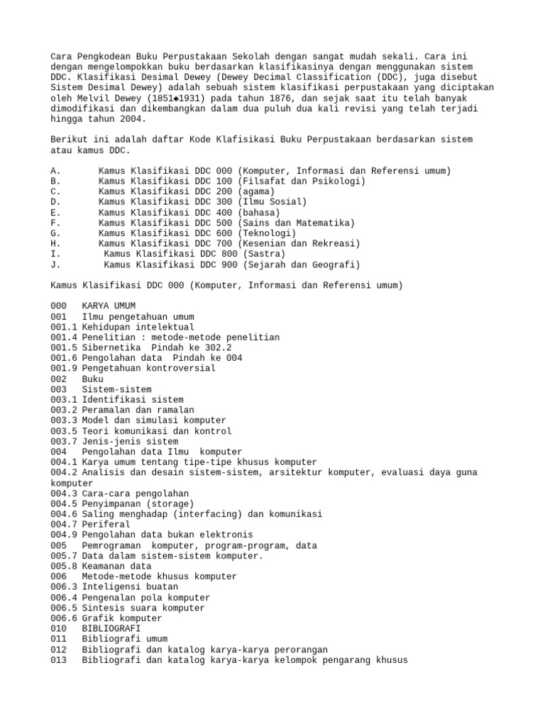 Ddc-Kode Buku | PDF