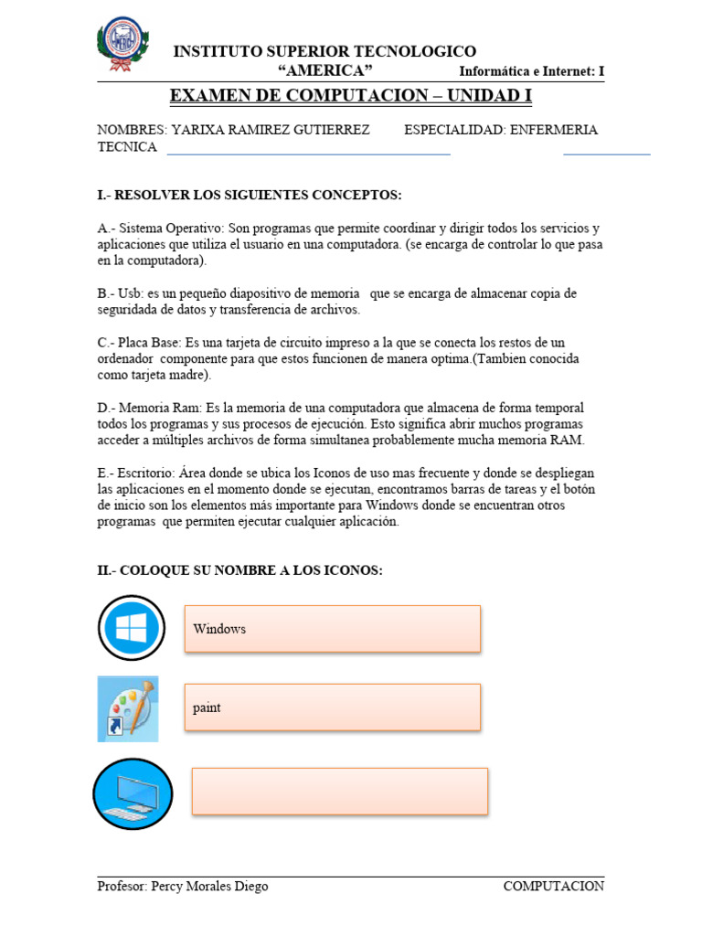 Examen de Computacion Unidad I | PDF | Hardware de la computadora | Informática