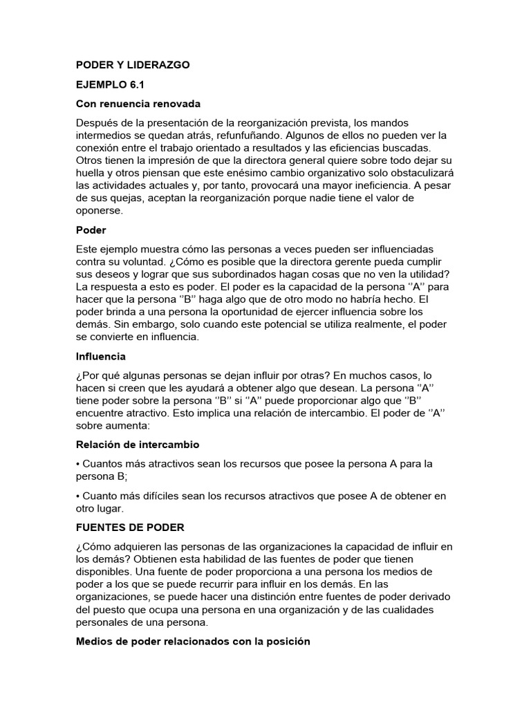 Tema 6 C.O. Poder y Liderazgo | PDF | Liderazgo | Toma de decisiones