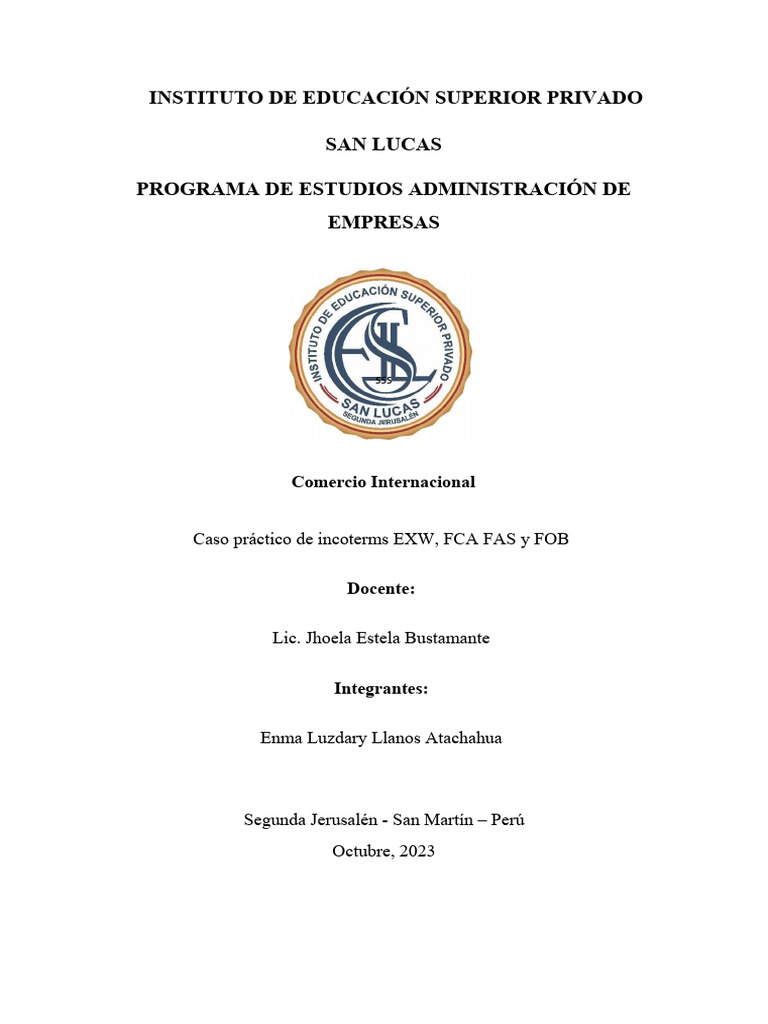 Caso Práctico de Incoterms EXW, FCA FAS y FOB | PDF