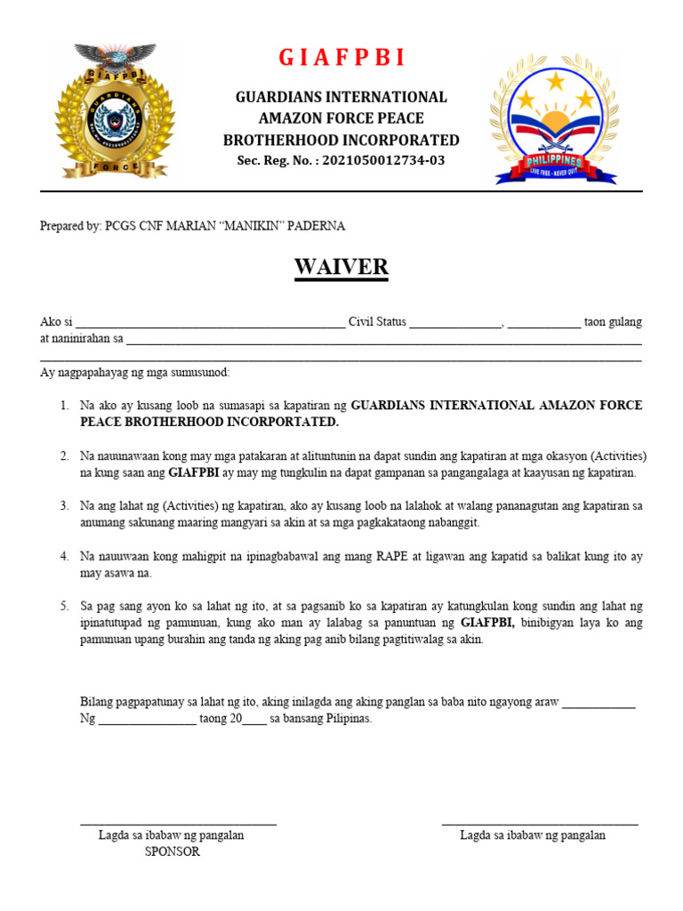 Giafpbi: Waiver | PDF