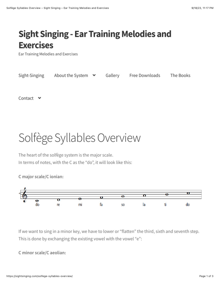 Solfège Syllables Overview - Sight Singing - Ear Training Melodies and ...