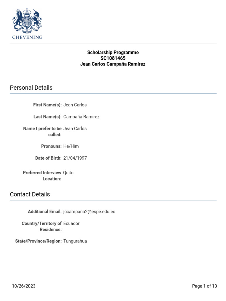 Application Chevening | PDF | Sustainable Energy | Leadership