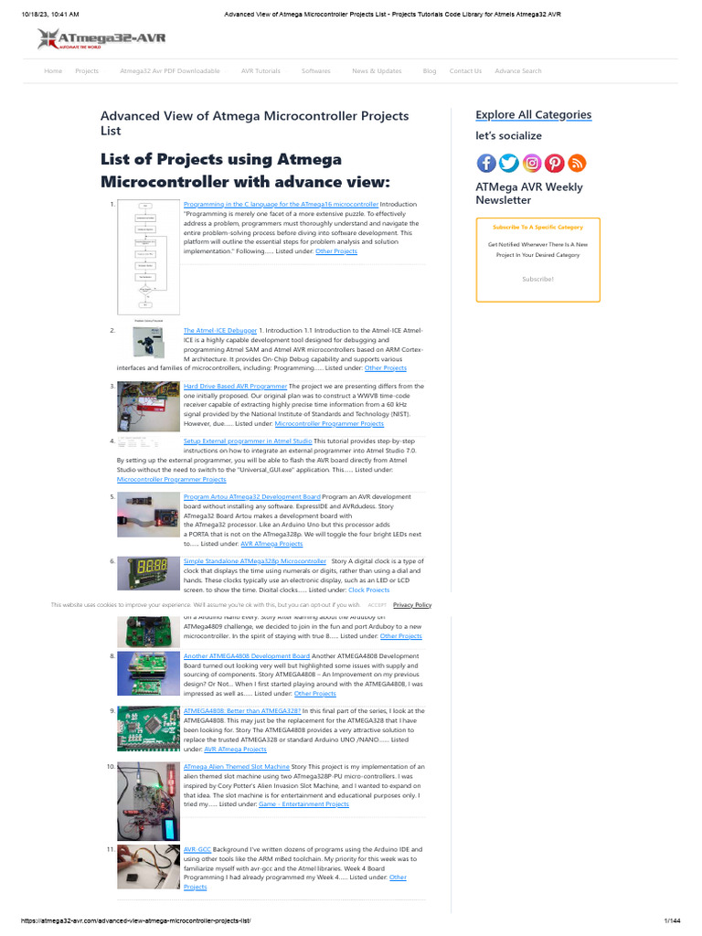 Advanced View of Atmega Microcontroller Projects List - Projects Tutorials Code Library For ...