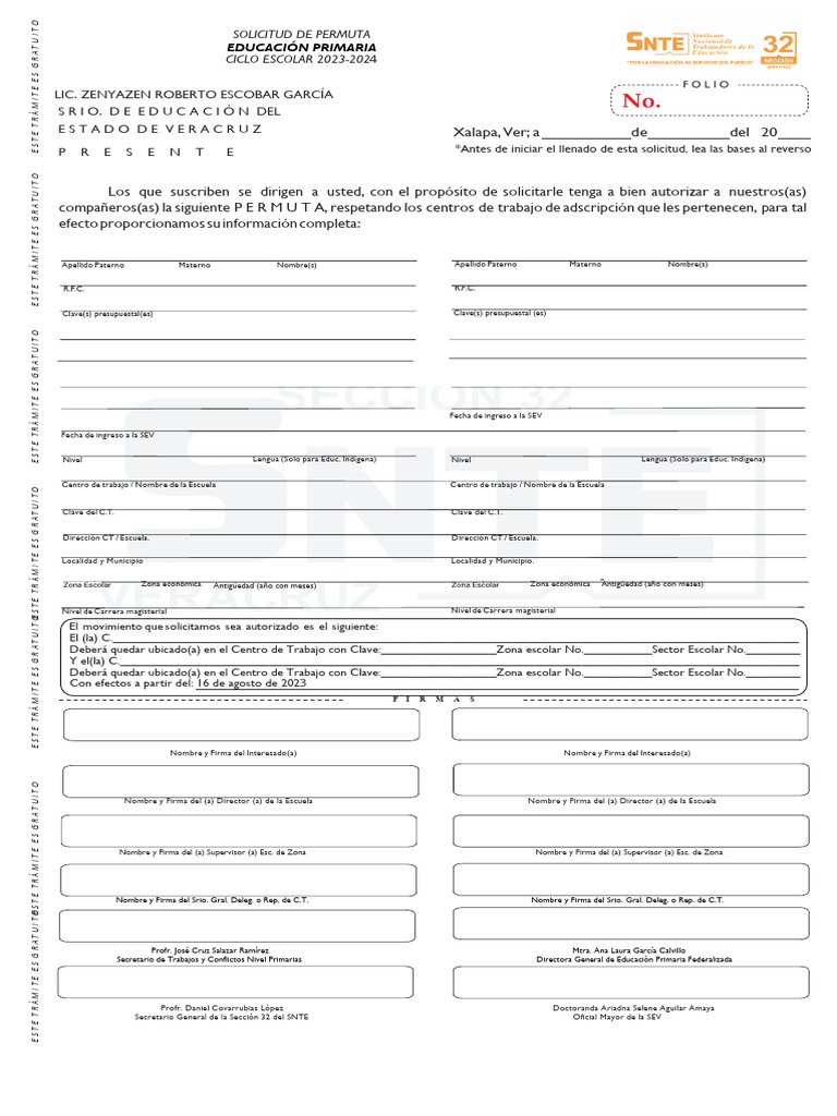 Solicitud de Permuta Docente 2023 | PDF