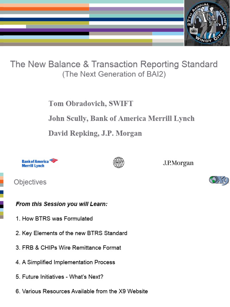 Windy City 2013 The New Balance and Transaction Reporting Standard BTRS ...