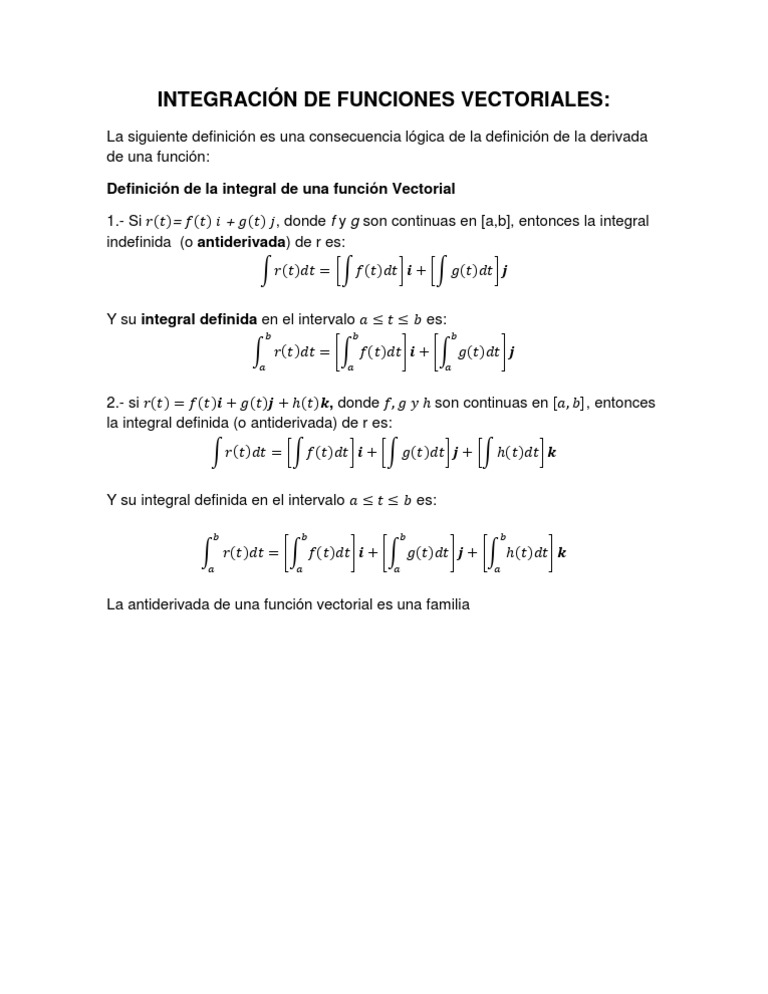 Integración de Funciones Vectoriales | PDF