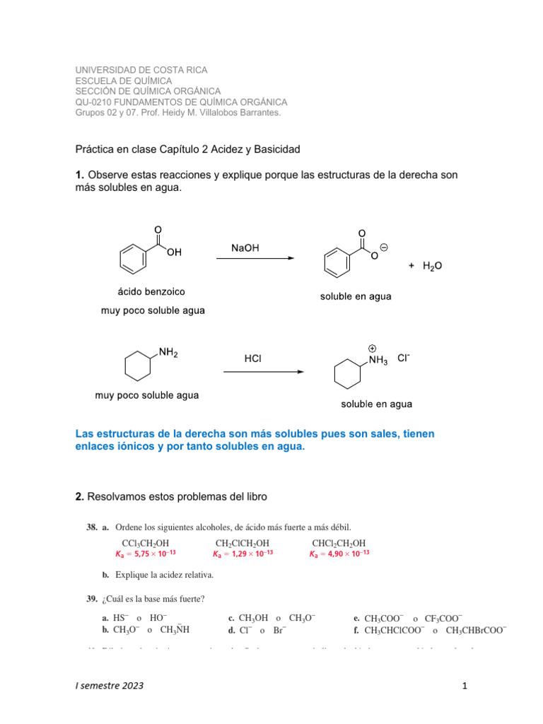 PraÌ-ctica Cap 2 - Resuelto | PDF | Ácido | Constante de disociación ácida